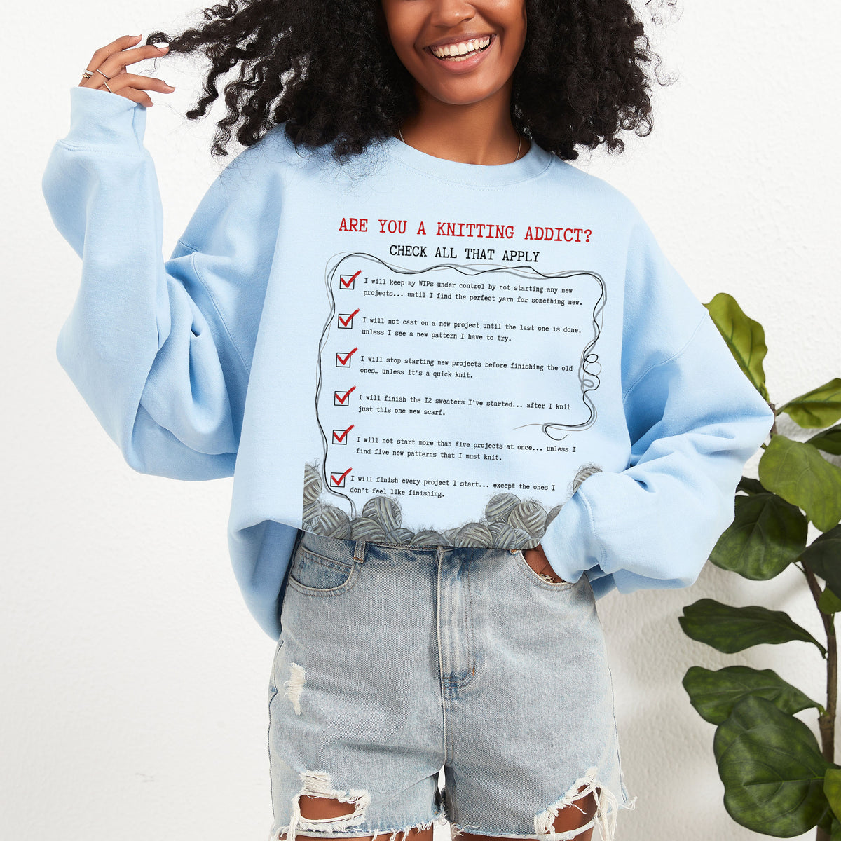 Illustrated Crew Neck Sweatshirt | Knitting Addict – Essence of Autumn Yarn